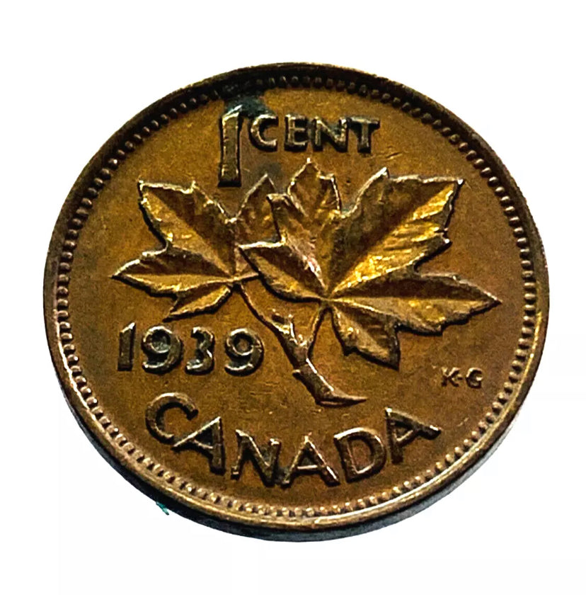 1939 1 Cent Canadian Penny Circulated Very Fine Condition – CoinLegend