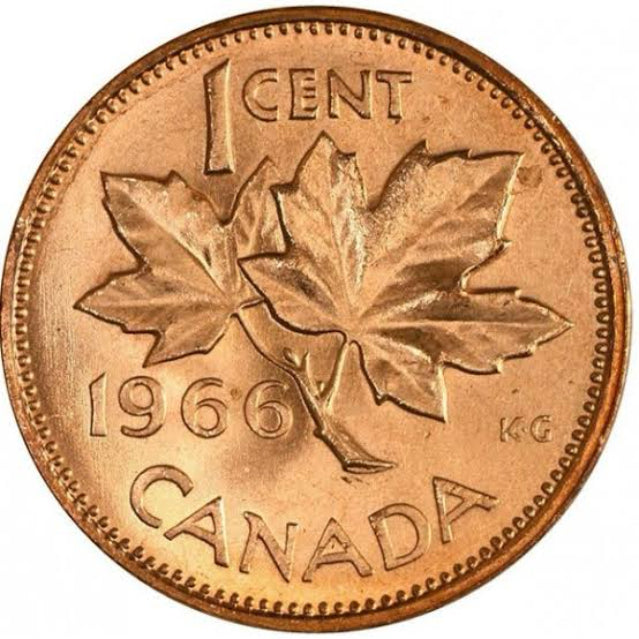 1966 Canadian 1-Cent Maple Leaf Twig Penny BU – CoinLegend