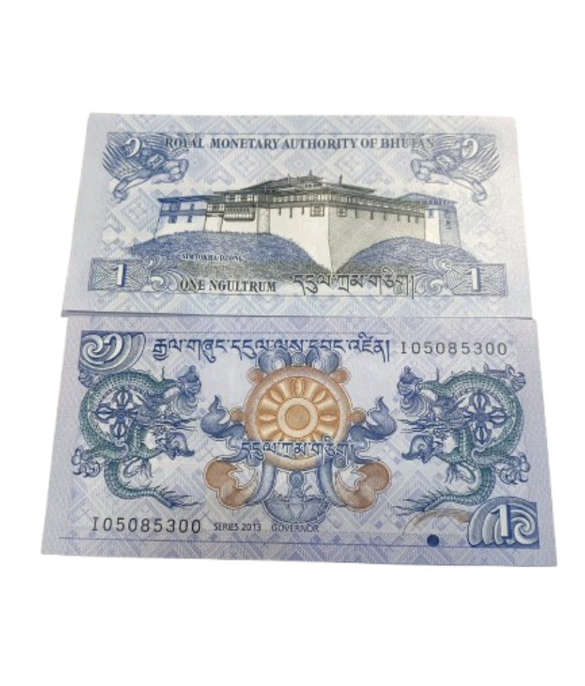 2006 Bhutan 1 Ngultrum UNC Banknote - Dragons / Simtokha Dzong – CoinLegend