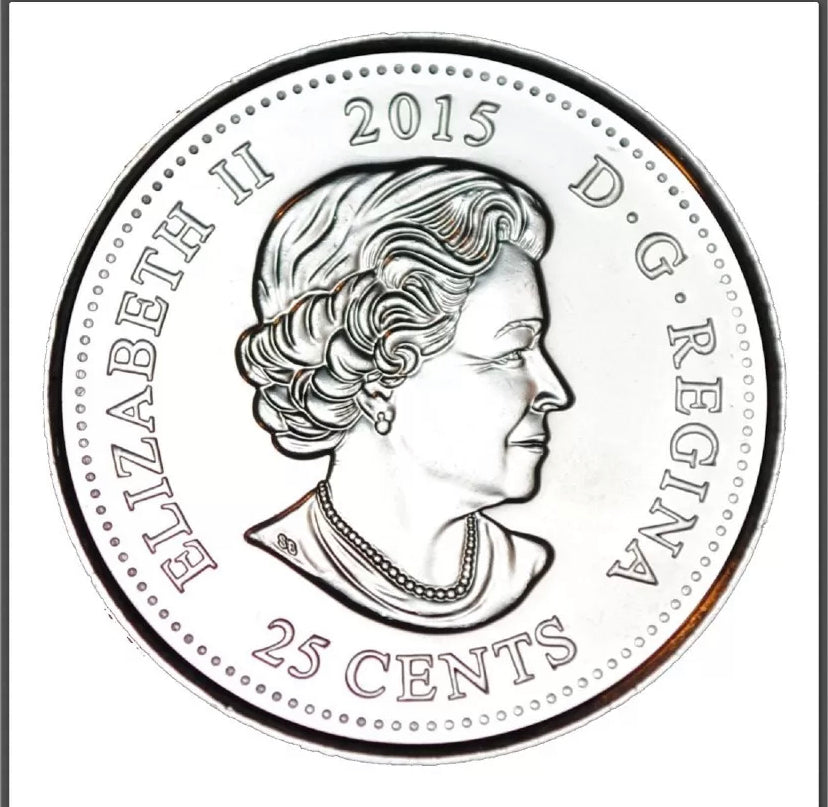 2015 Canadian 25-Cent Remembrance Poppy Non-coloured Quarter Coin BU ...