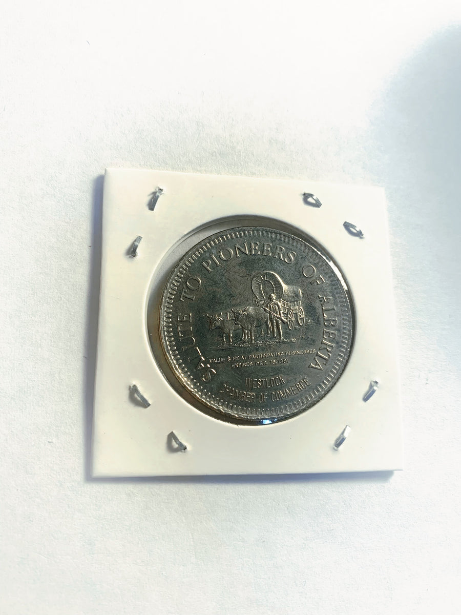 1981 Alberta salute to pioneers token Trade Dollar – CoinLegend