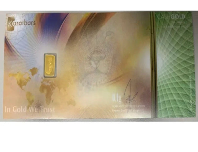 Cash Gold 1/10 Gram .999 Fine Pure Gold Note CashGold Karat bar Karat ...