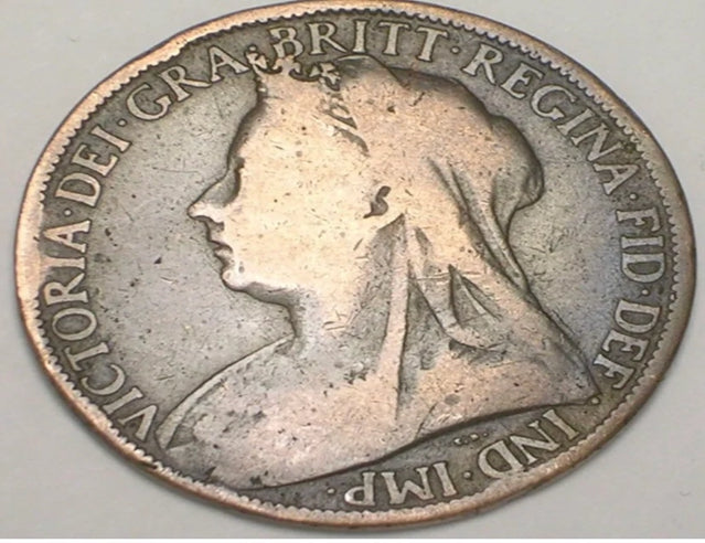 1898 UK Great Britain British One 1 Penny Old Queen Victoria Coin ...